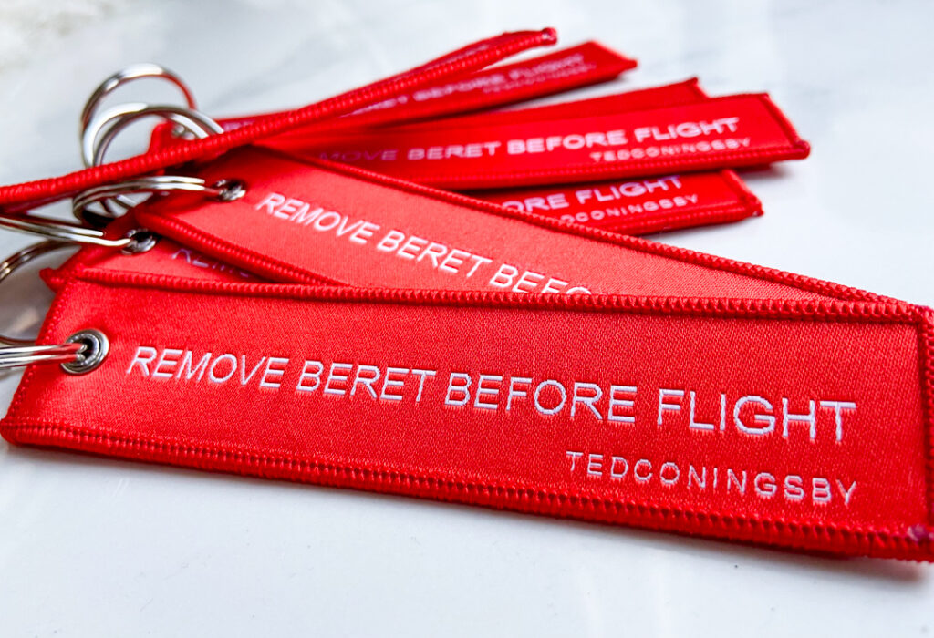 ‘Remove Beret Before Flight’ Key Tag – Ted Coningsby